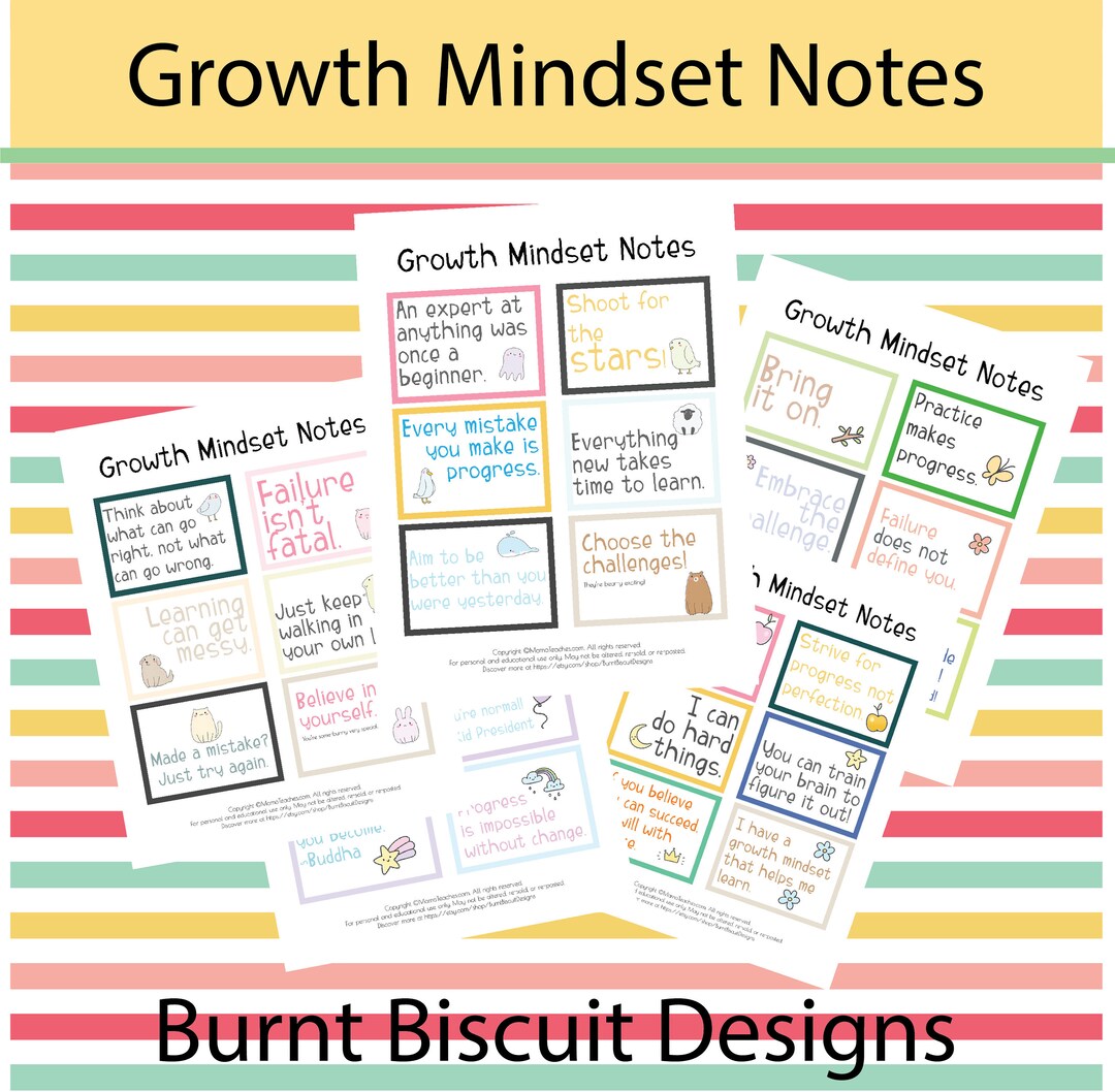 Growth Mindset Printable Notes for the Classroom - Etsy