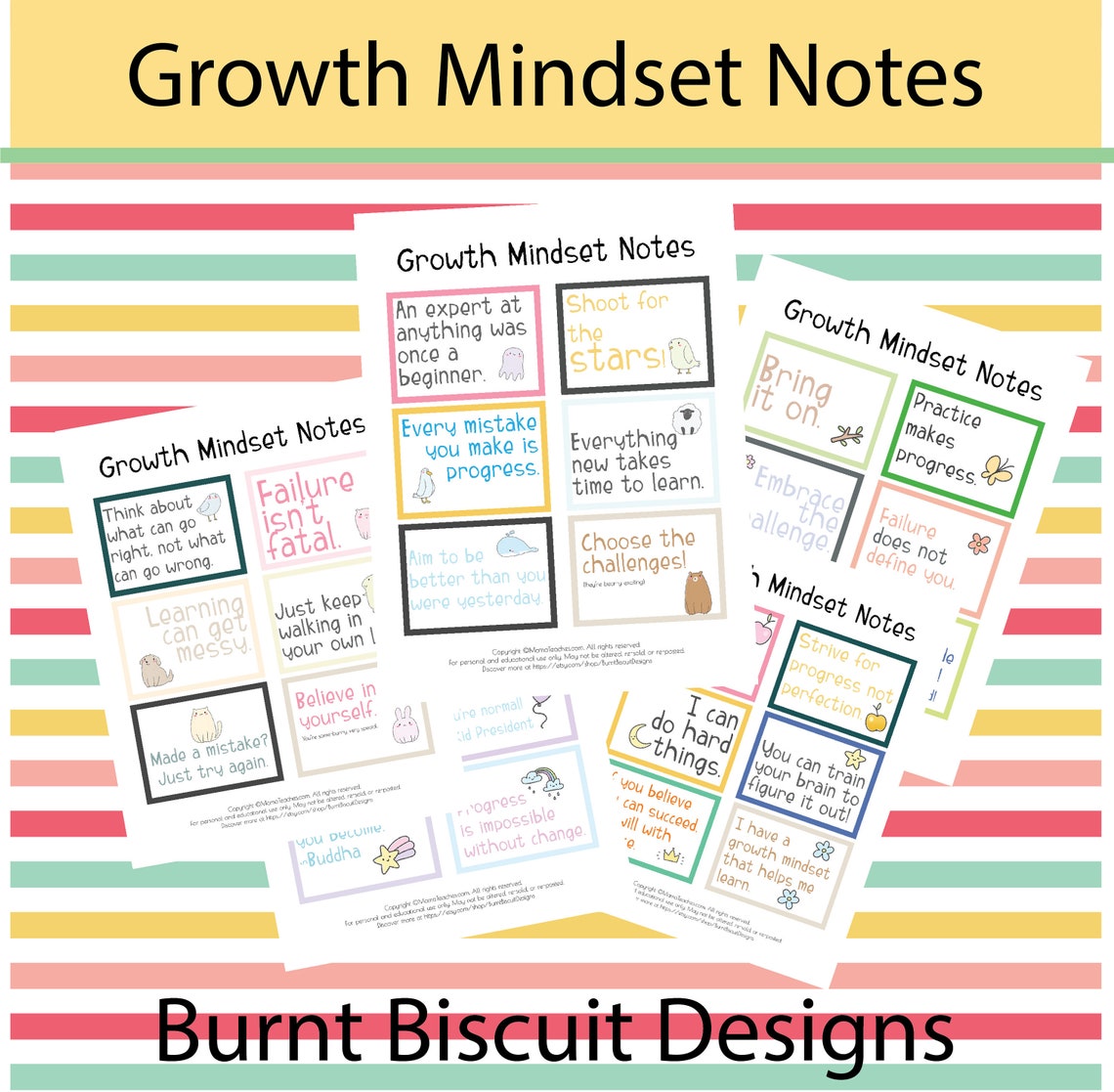 Growth Mindset Printable Notes for the Classroom - Etsy