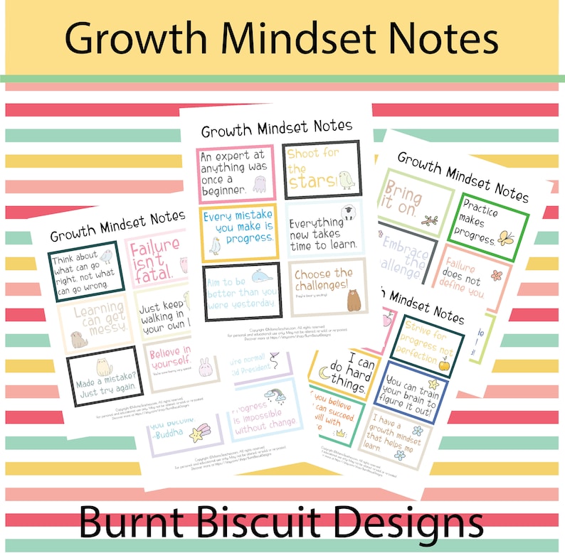 Growth Mindset Printable Notes for the Classroom - Etsy