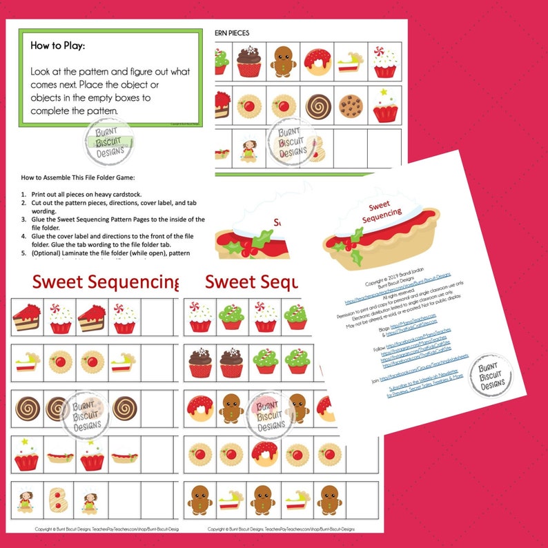 Preschool File Folder Game - Sweet Sequencing Christmas Math Game - Etsy