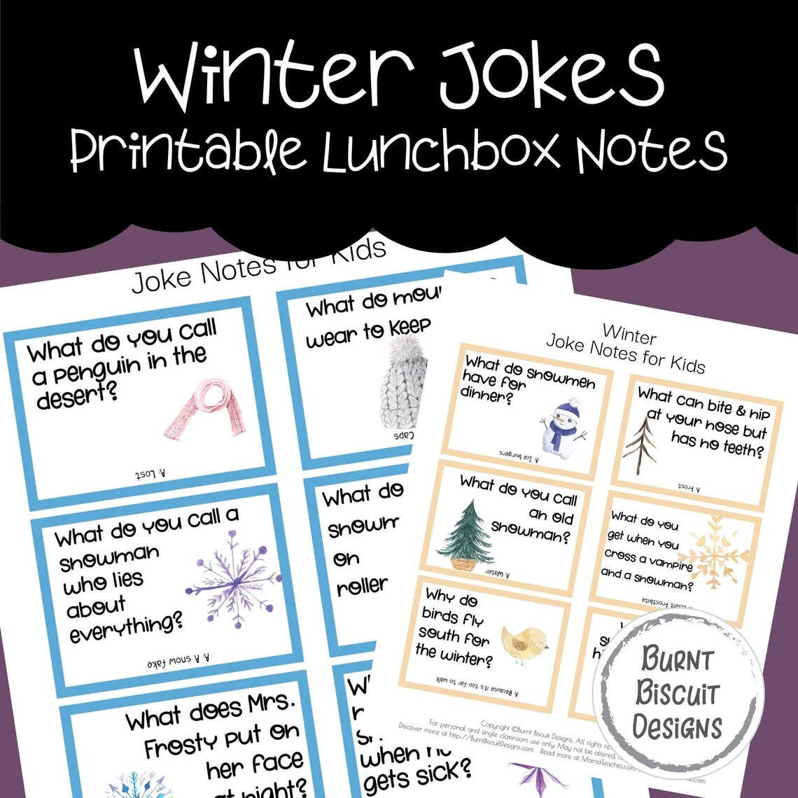 Winter Lunch Box Jokes Printable - Etsy