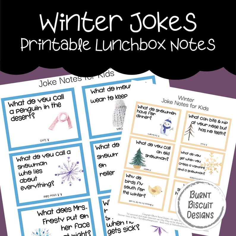 Winter Lunch Box Jokes Printable - Etsy