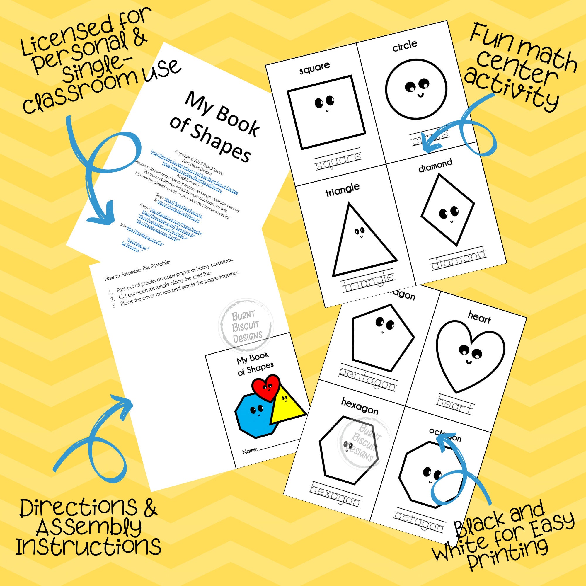 Preschool Math Activity - My Book of Shapes - Etsy