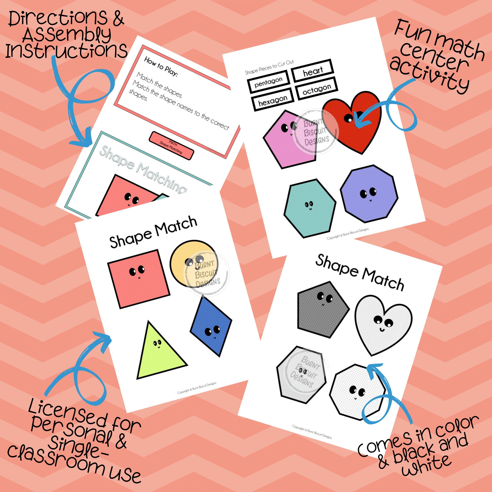 Preschool File Folder Game Shape Matching Math Activity - Etsy