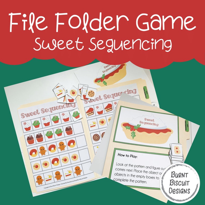 Preschool File Folder Game - Sweet Sequencing Christmas Math Game - Etsy