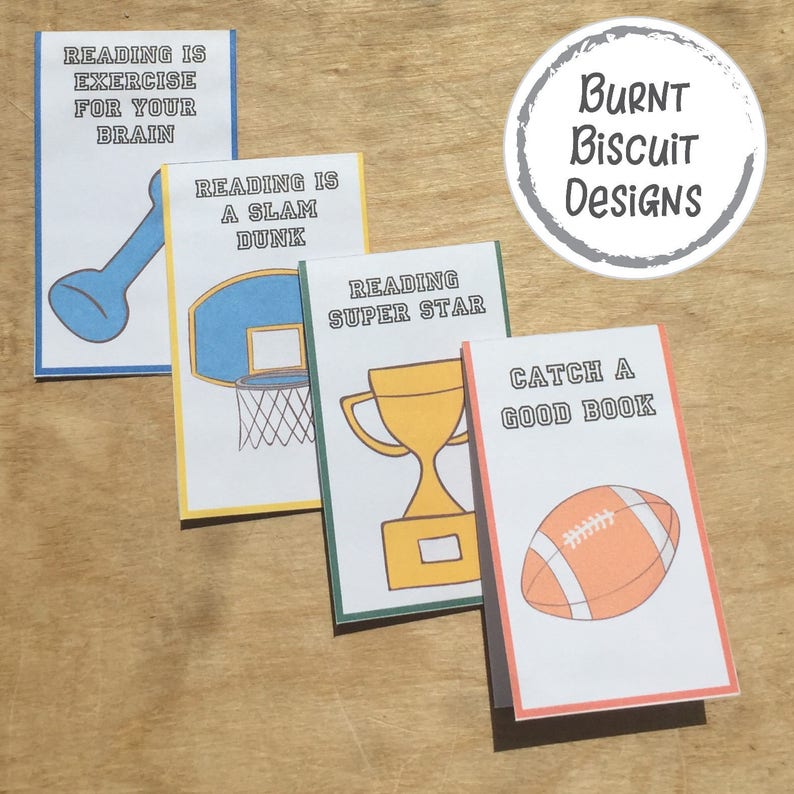 Sports Bookmarks - Printable Foldable Football Basketball Weight Trophy ...