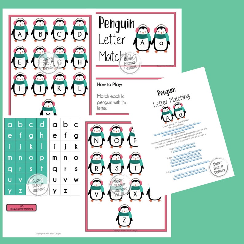 Preschool File Folder Game - Penguin Letter Matching Activity - Etsy