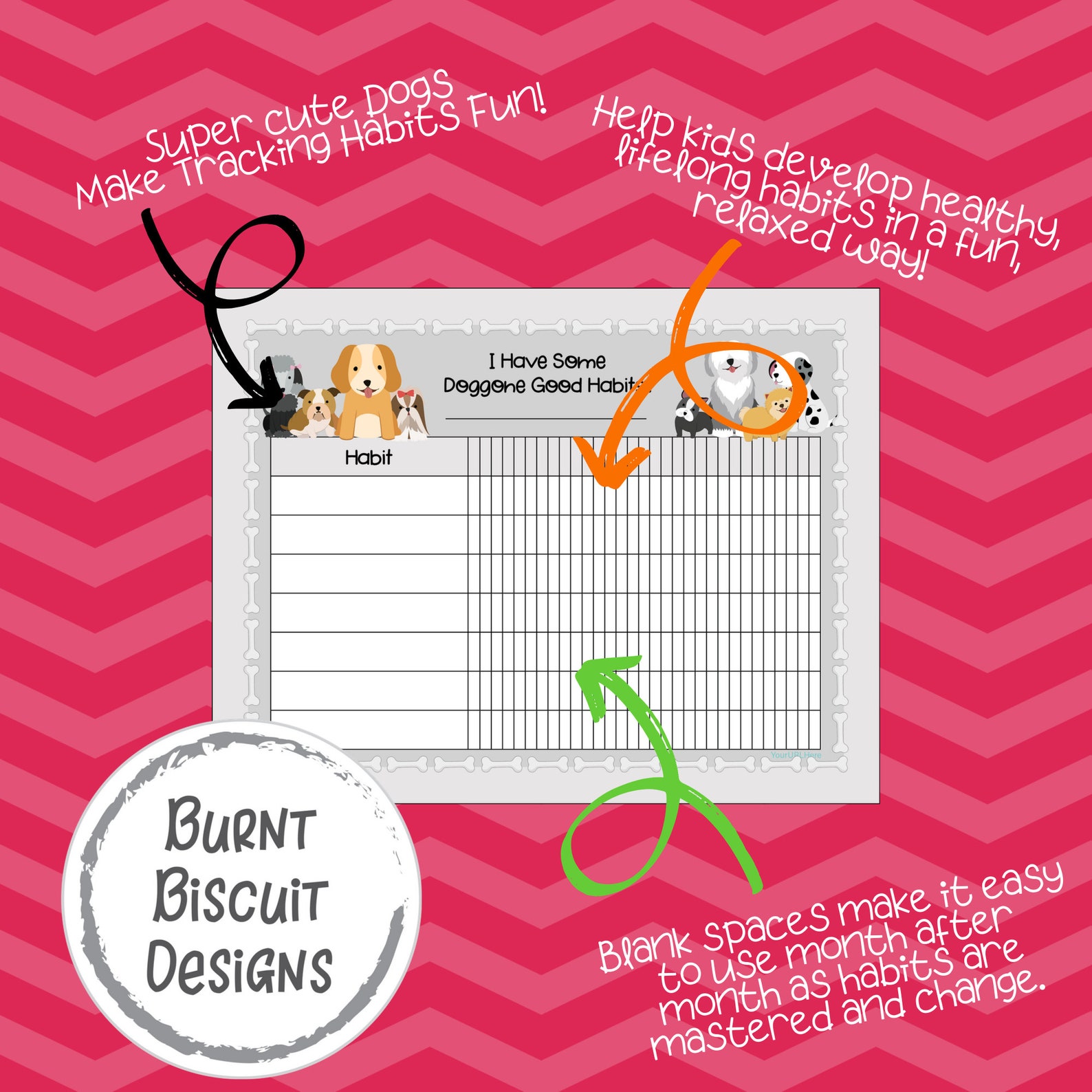 Habit Tracker Printable for Kids Dogs | Etsy