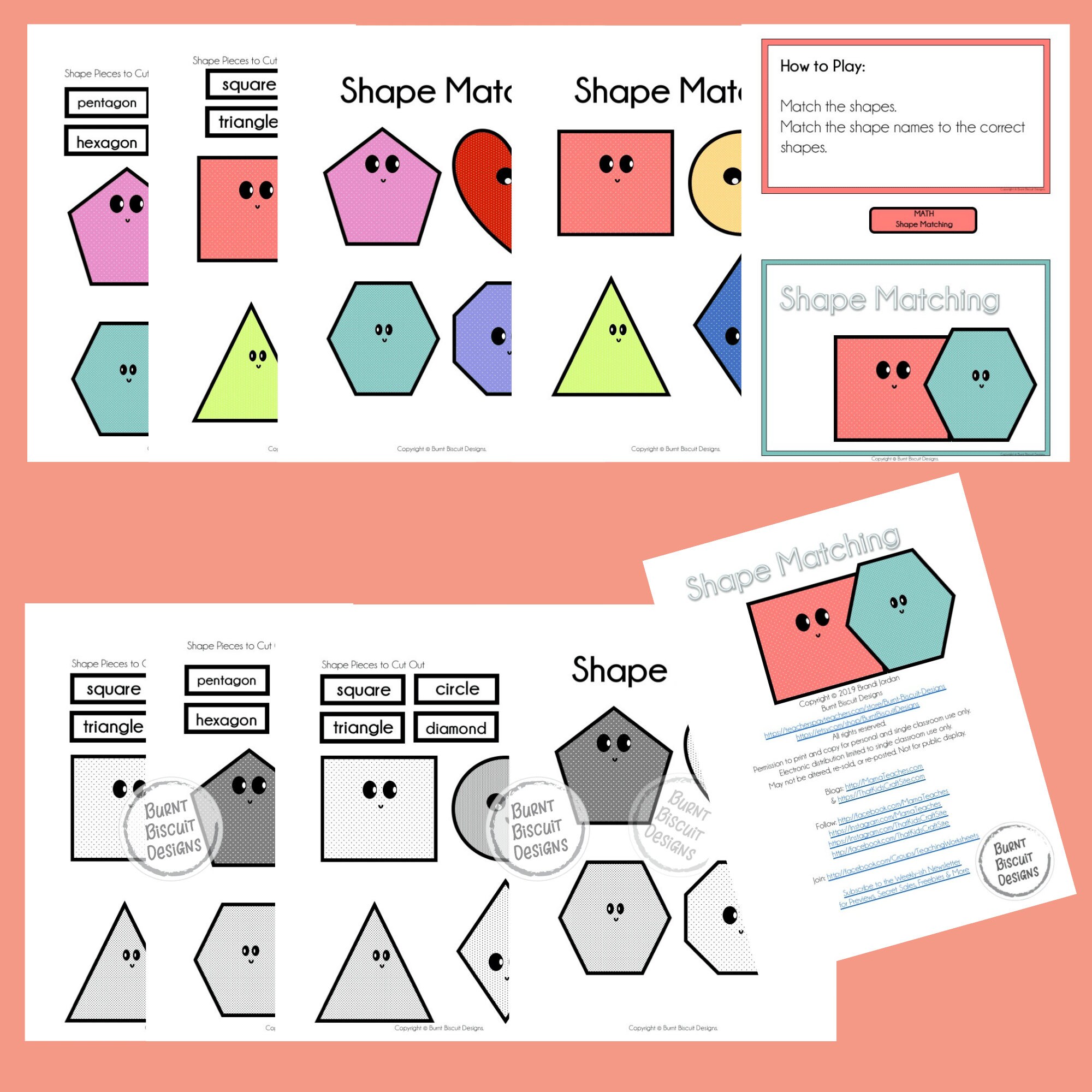 Preschool File Folder Game Shape Matching Math Activity - Etsy