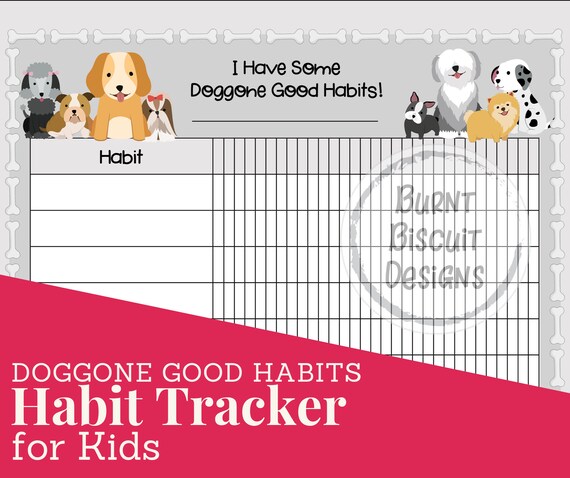 Habit Tracker Printable for Kids Dogs - Etsy