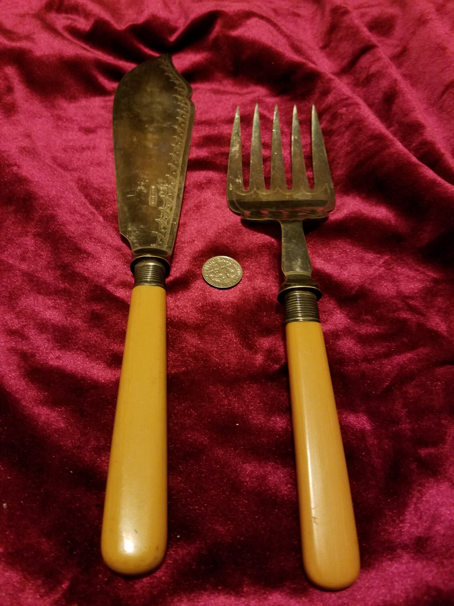 REDUCED. Vintage Bakelite Silver Serving Knife and Fork - Etsy