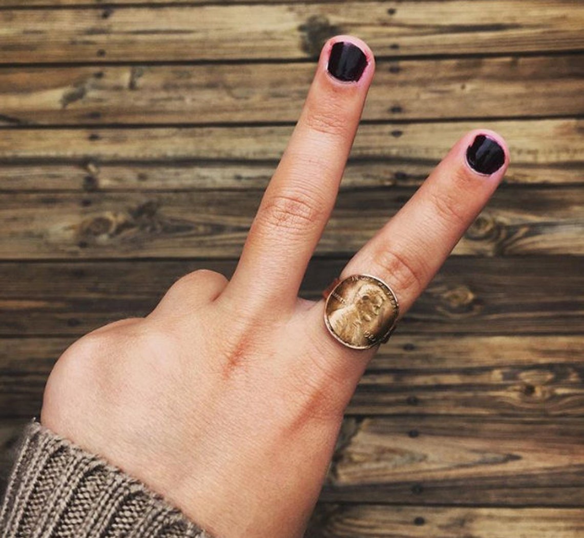 Lincoln Penny Ring Handmade With Copper Band - Etsy