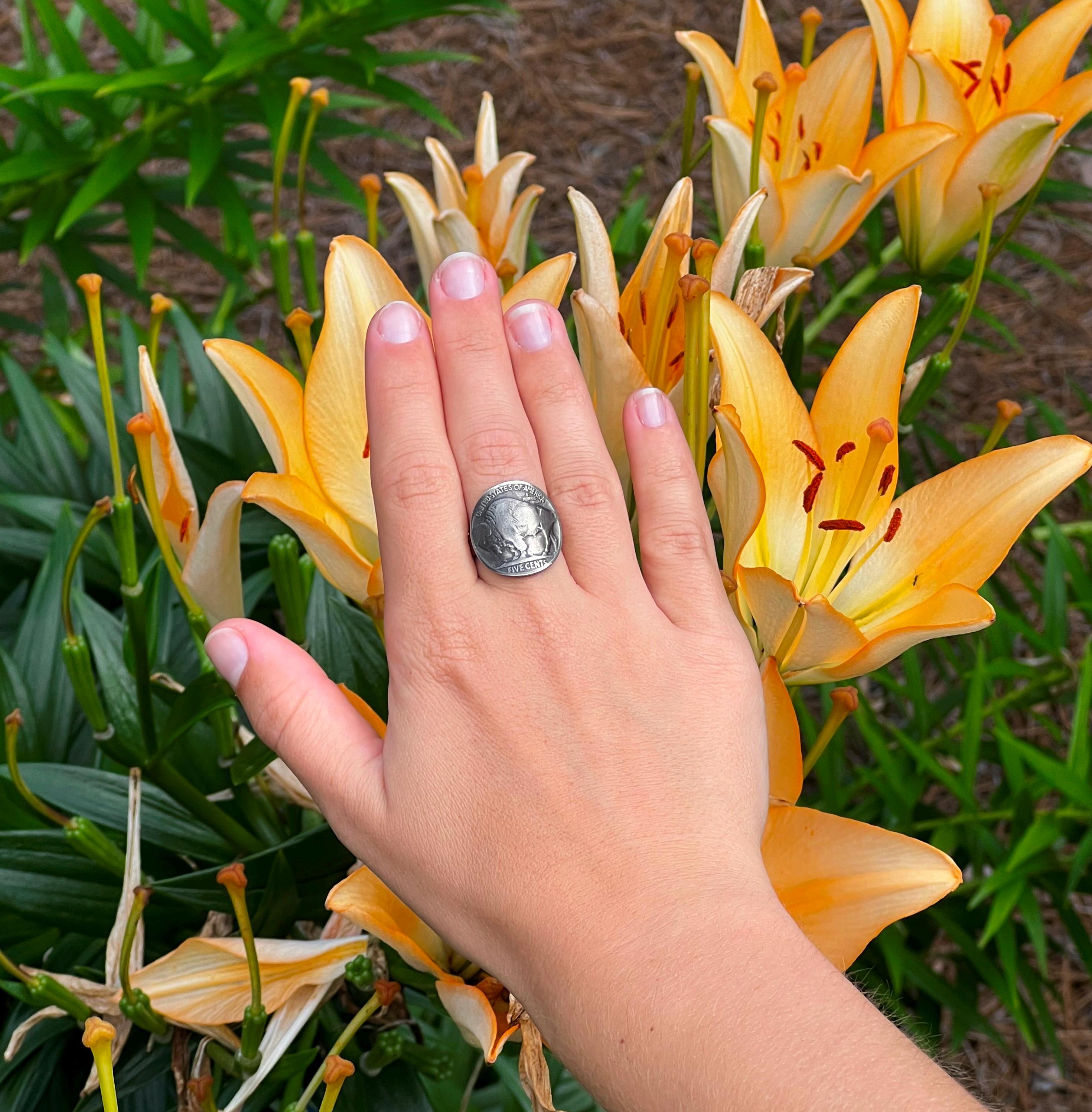 Vintage Buffalo Nickel Ring: Bison Coin Ring, Copper Band - Etsy