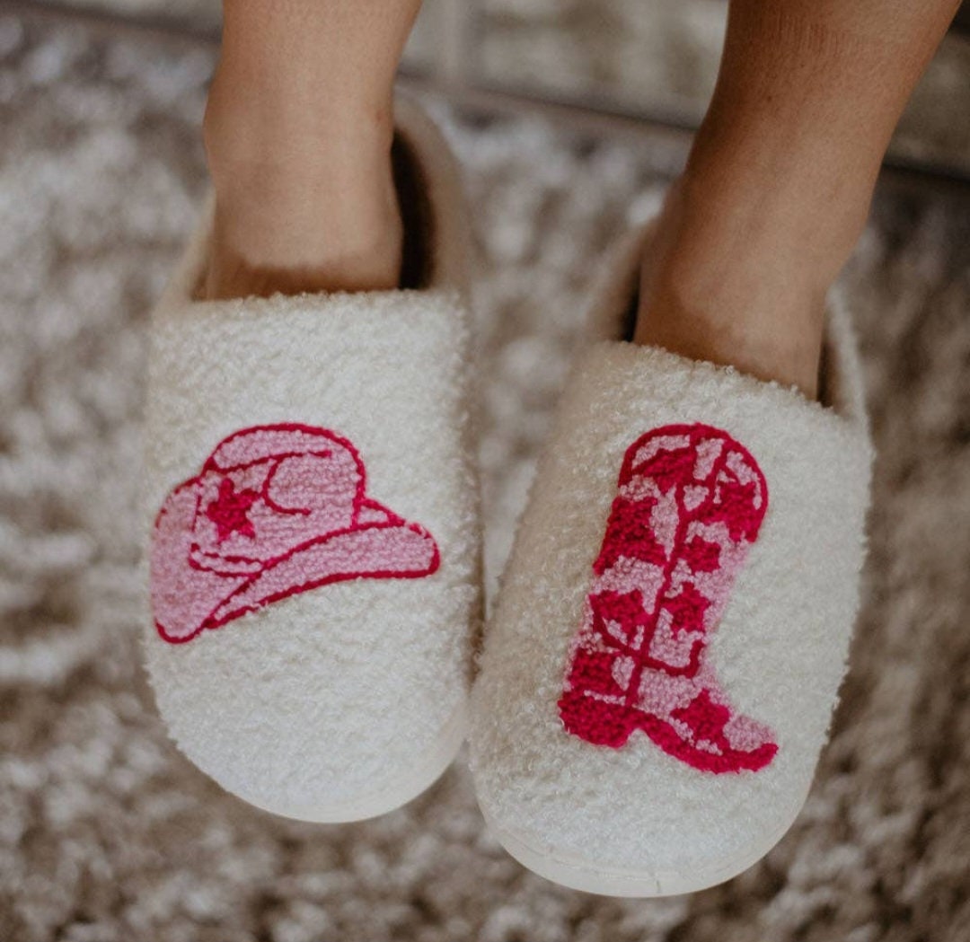 COWGIRL HAT BOOT Slippers | Western Slippers | Barbiecore House Shoes ...