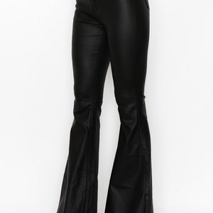 BLACK LEATHER FLARES| Stretchy Bell Bottoms| Western Boho Flares| Goth ...