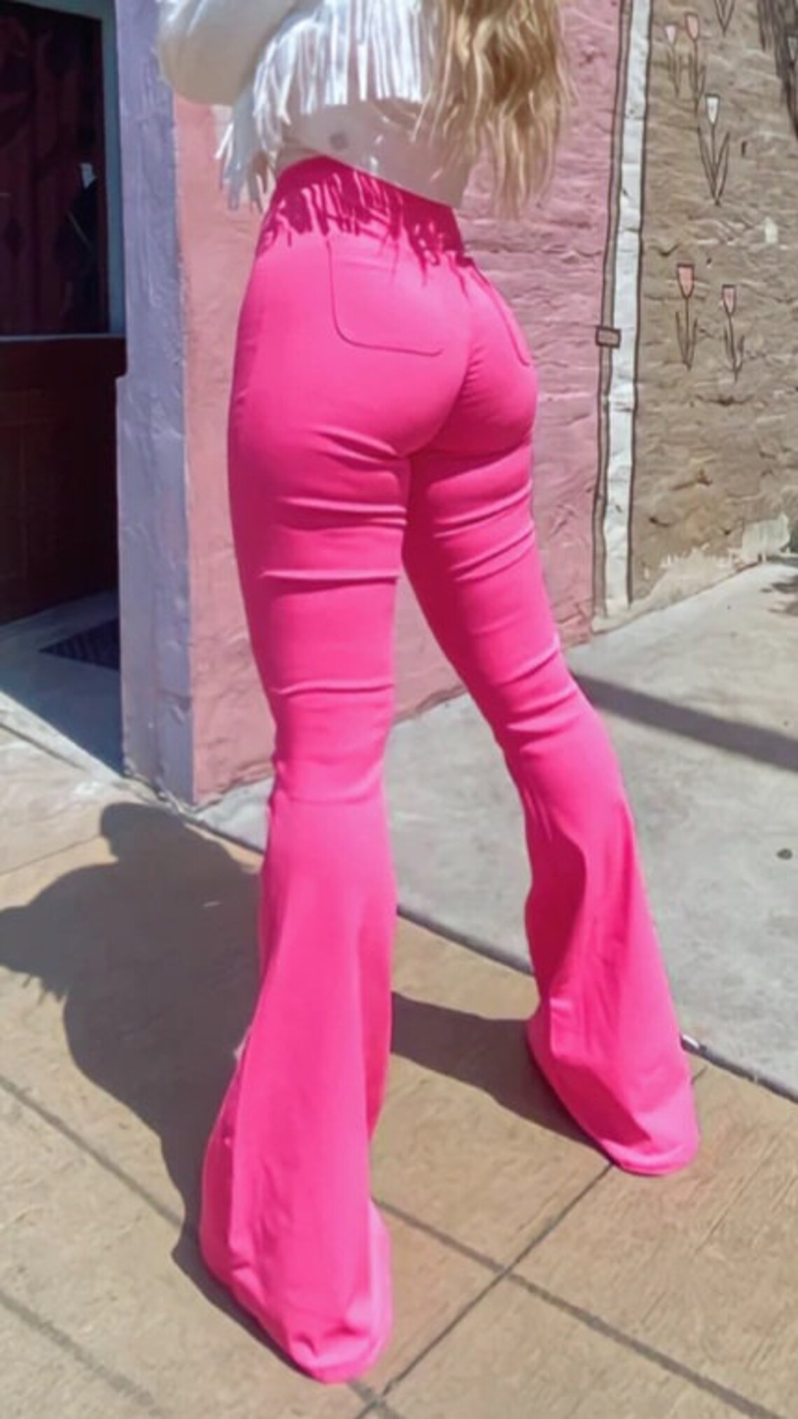 NEON PINK FLARES| Disco Bell Bottoms| Barbiecore Pants| Girly Cowgirl ...