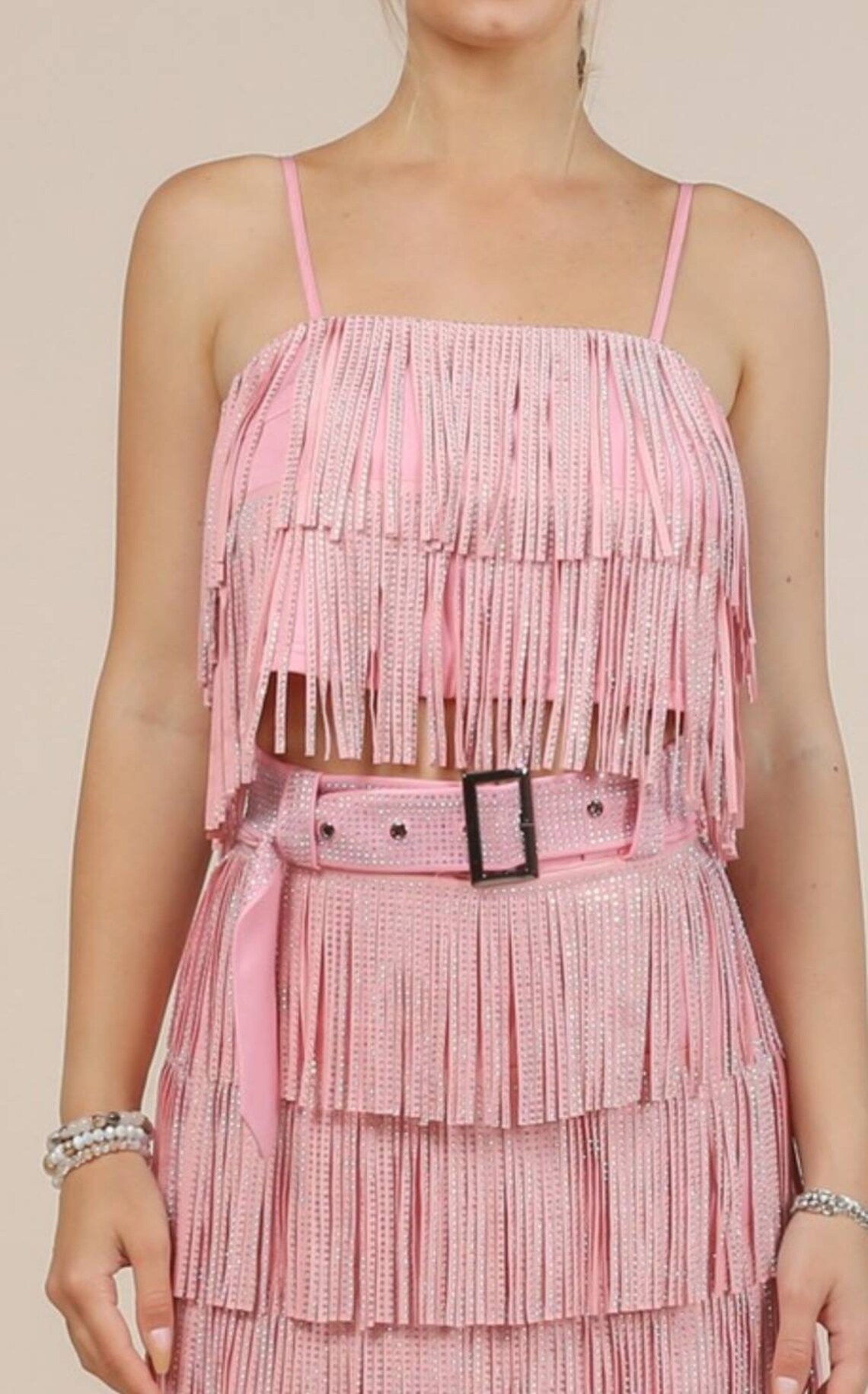 PINK RHINESTONE TOP Fringe Top Gift for Her Nashville - Etsy
