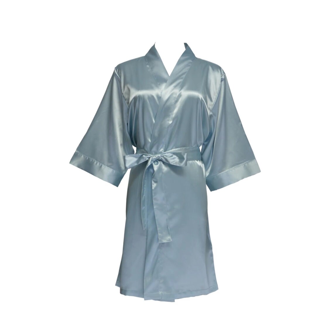 Sky Blue Wedding Robe / Light Blue Robe / Plain Solid Satin Robe ...