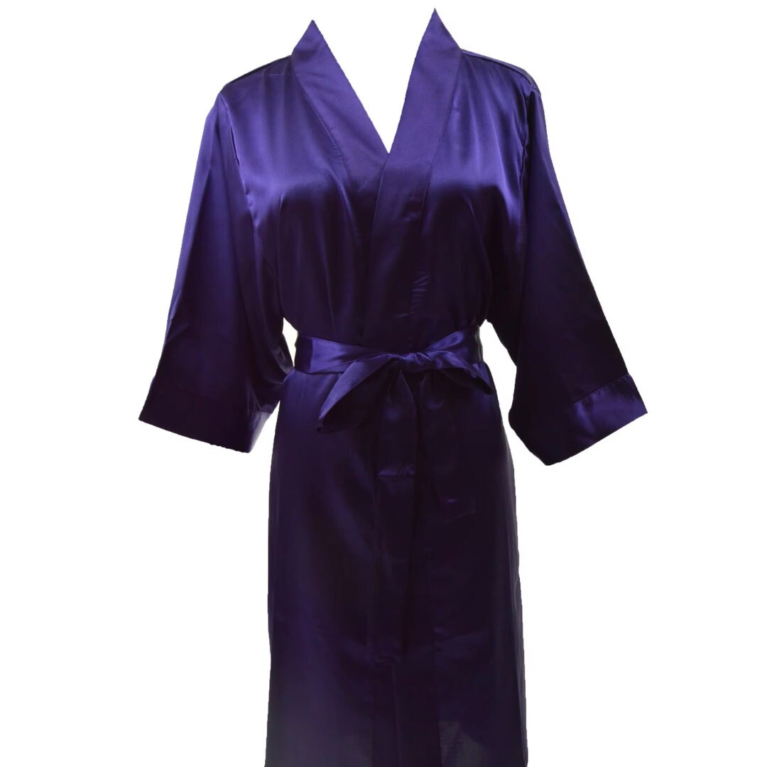 Purple Wedding Robe / Purple Robe / Plain Solid Satin Robe / Bride to ...