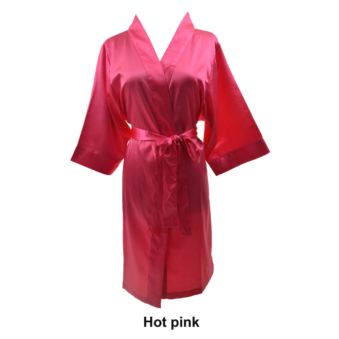Hot Pink Satin Bridesmaid Robes | Hot Pink Wedding Robes | Bridesmaid ...
