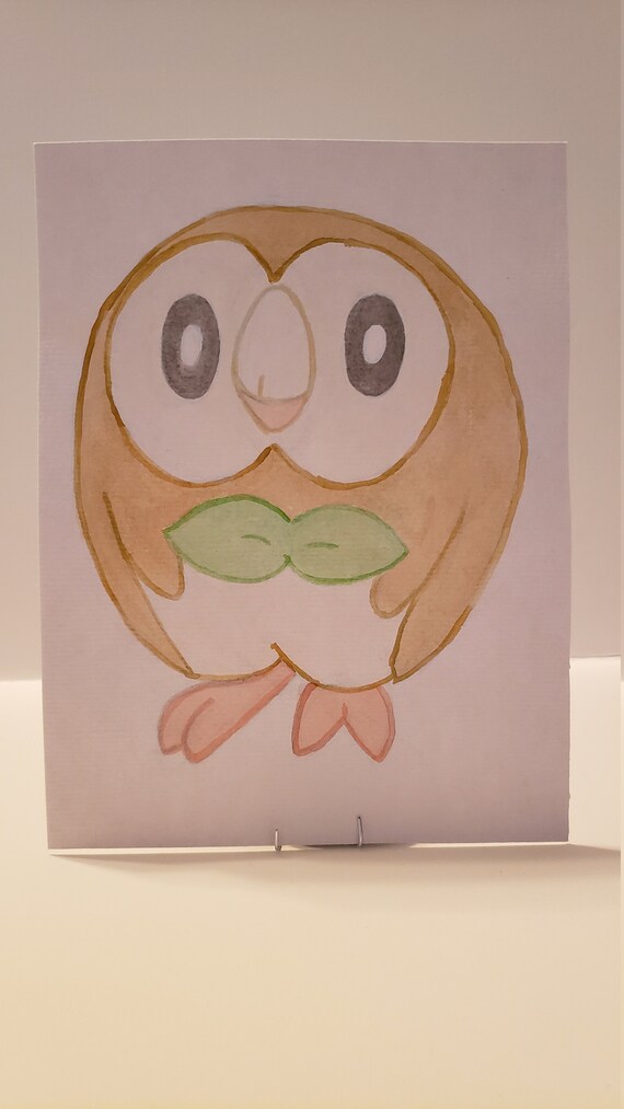 Rowlet Watercolor Painting | Etsy