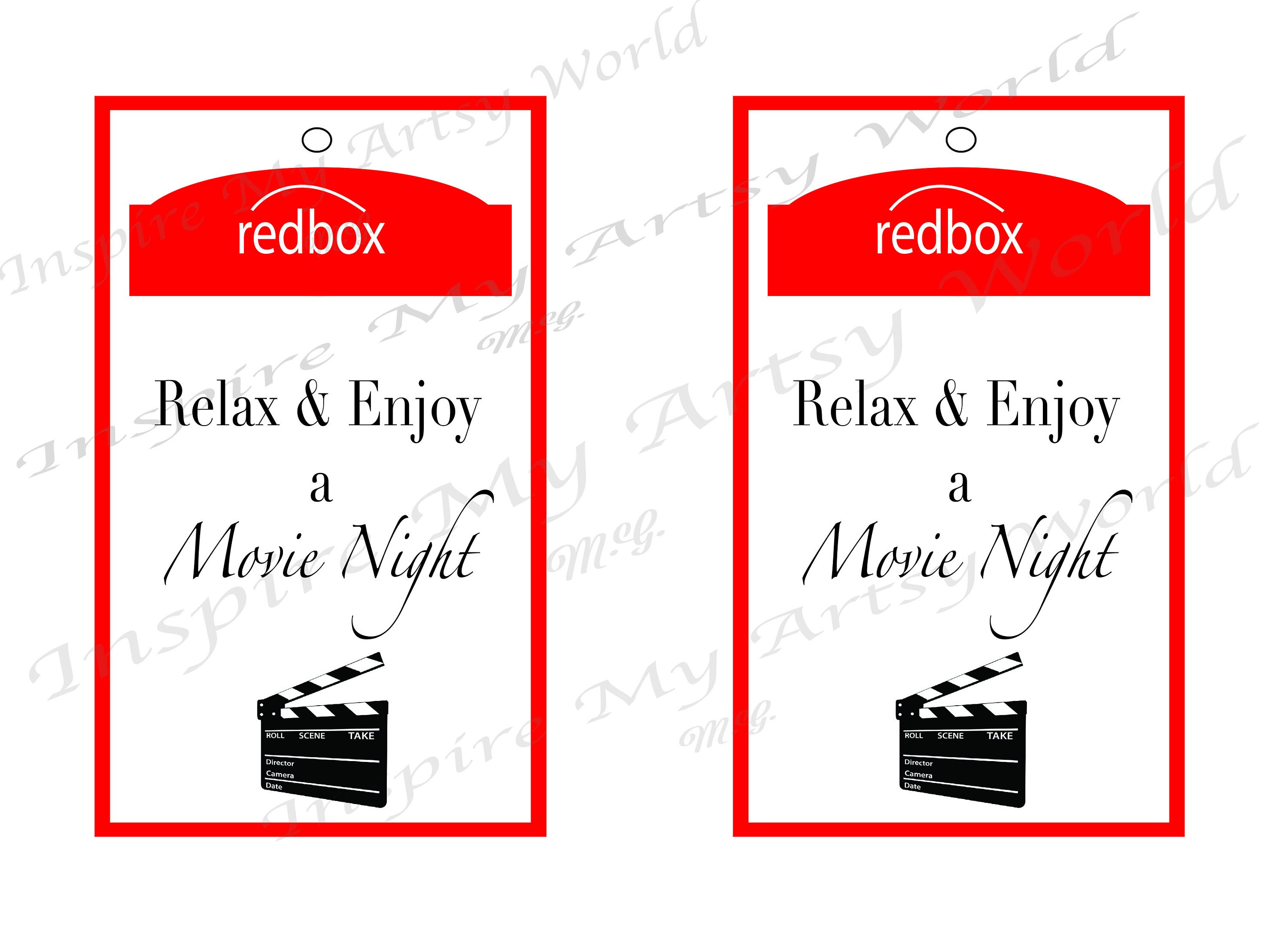 Redbox Gift Tag and Promo Code Card Bundle, Digital, Instant Download ...