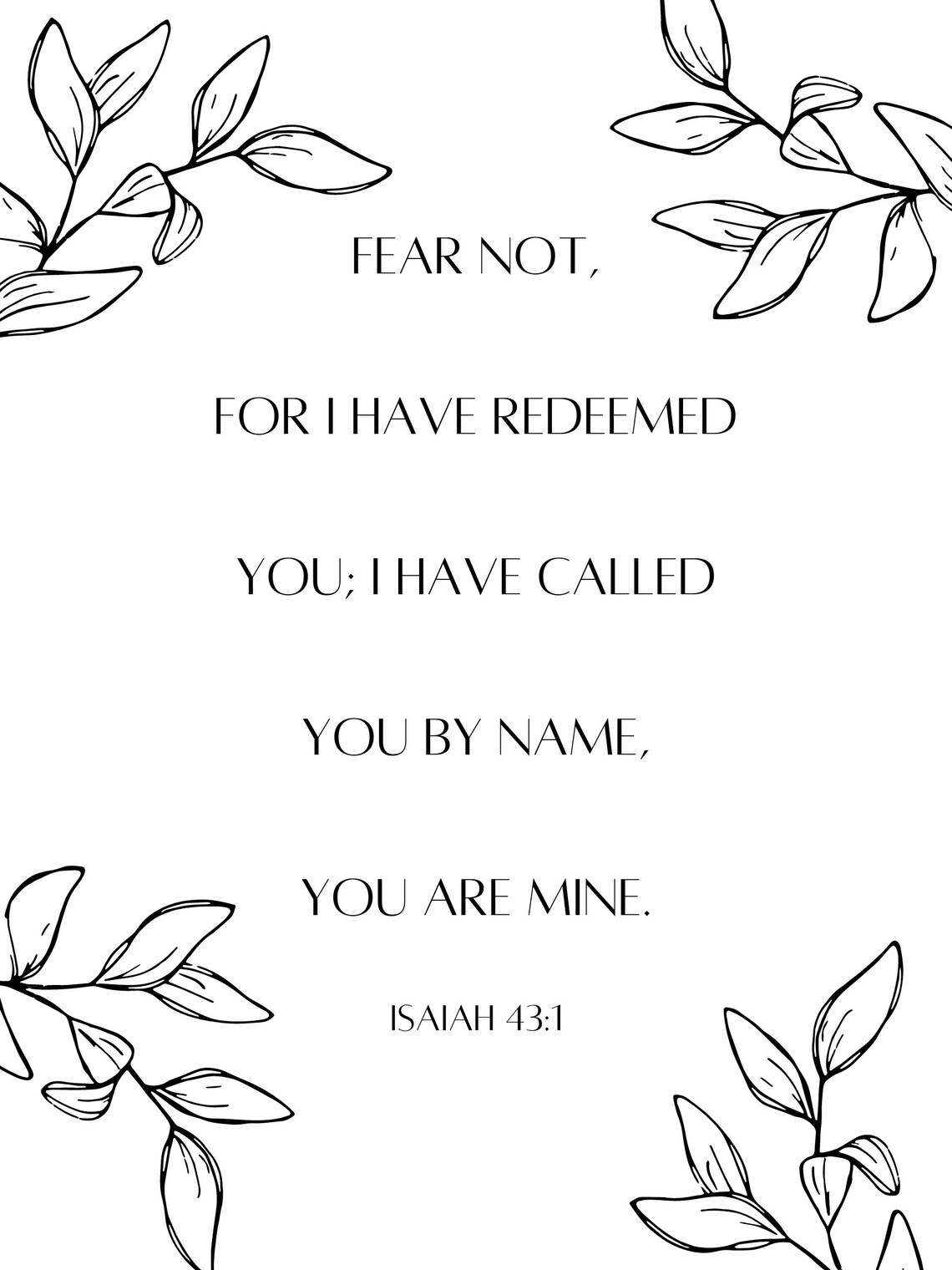 Isaiah 43:1 Scripture Printable - Etsy