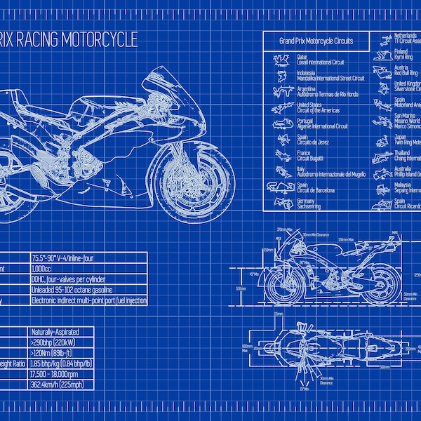 Motorcycle Blueprints - Etsy Australia