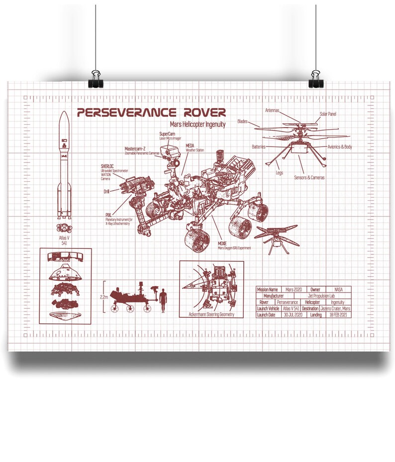 Mars Perseverance Rover Blueprint | Digital File | Instant Download ...