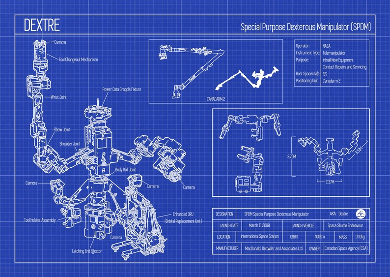 Dextre Blueprint ISS Digital File Instant Download Print at Home Desktop Wallpaper - Etsy