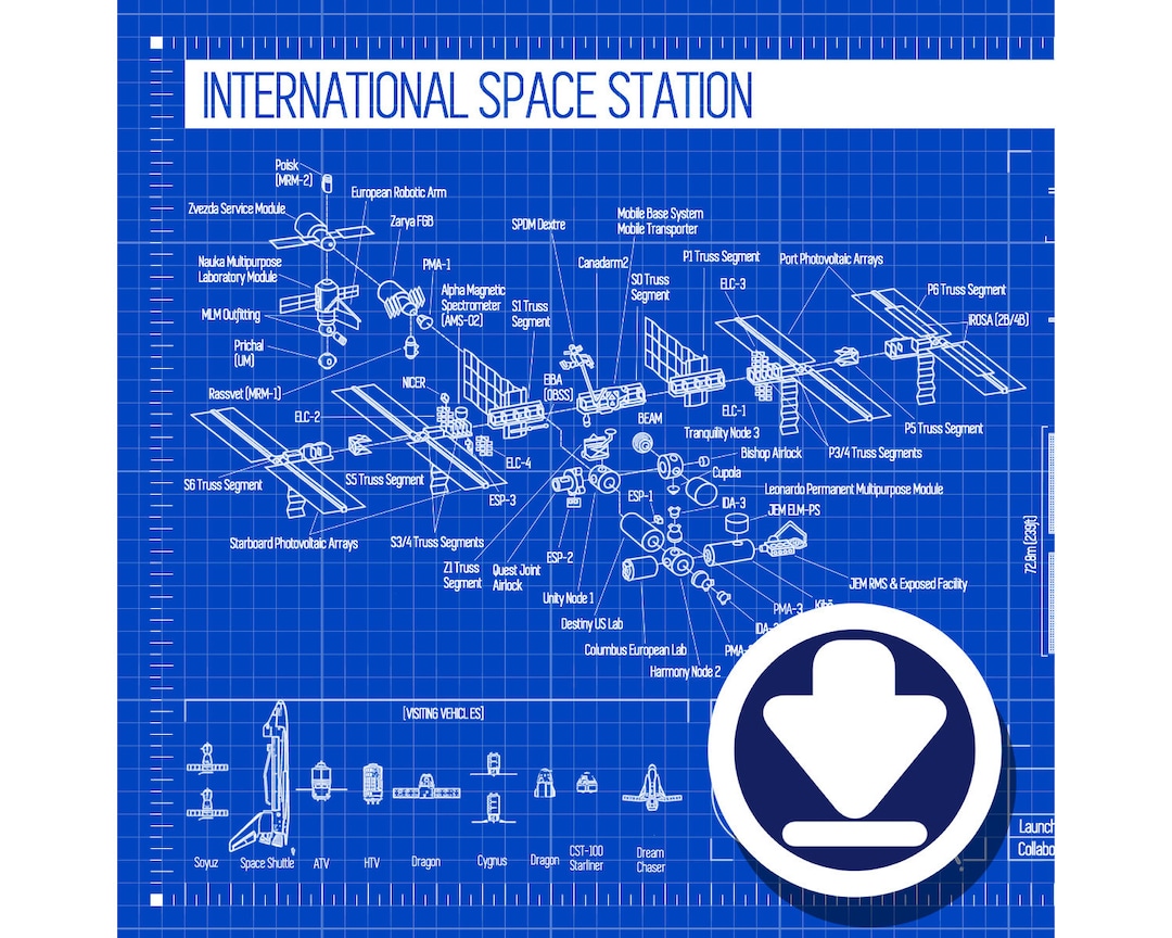 International Space Station ISS Blueprint 2 for 1 Digital File Instant ...