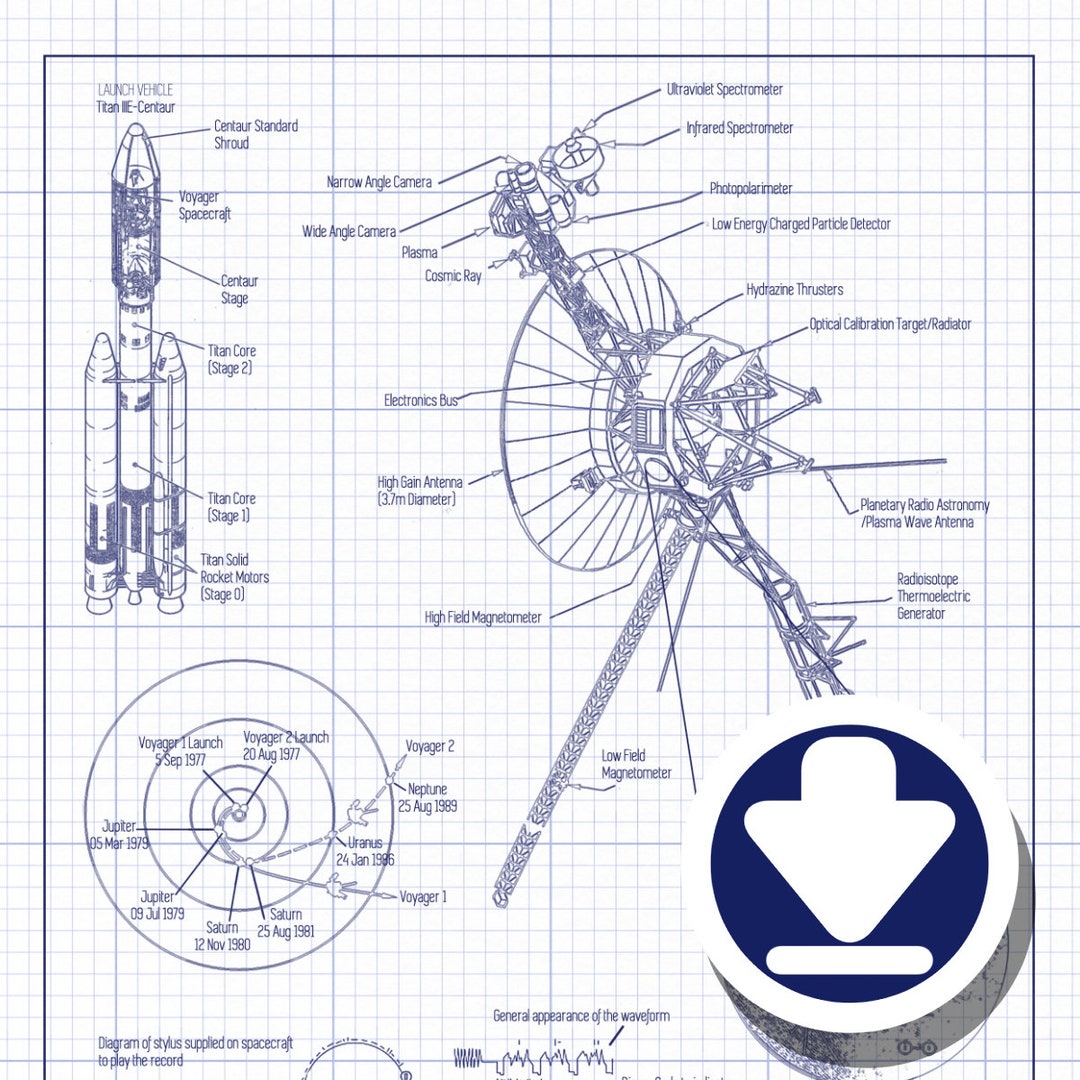 Voyager Space Probe Blueprint | Digital File | Instant Download | Print ...