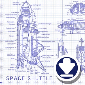 Space Shuttle Blueprint 2 for 1 Digital File Instant Download Both Blue ...