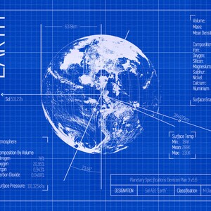 Earth Blueprint | Wall Art | 9"x11" | A3 | 12"x16" | A2 | 18"x24 ...