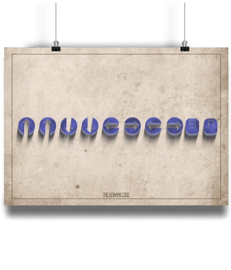 Retro Gaming Wall Art - the Konami Code | Game Room Poster| 9"x11" | A3 ...