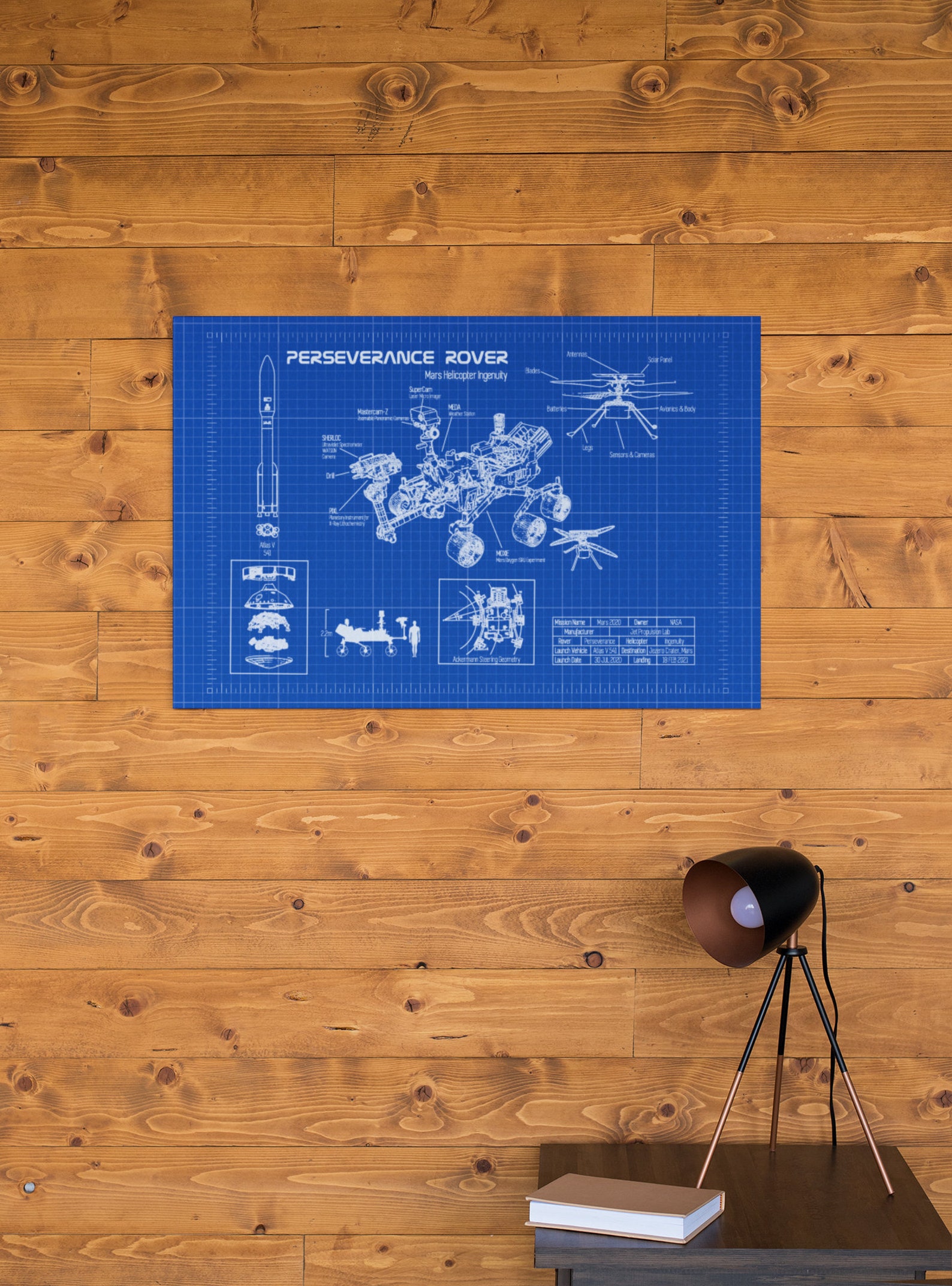 Digital Download Mars Perseverance Rover Blueprint Space Gift Wall Art ...