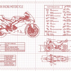 Motogp Blueprint Motorcycle Gift Wall Art A2 A3 A4 Unframed - Etsy
