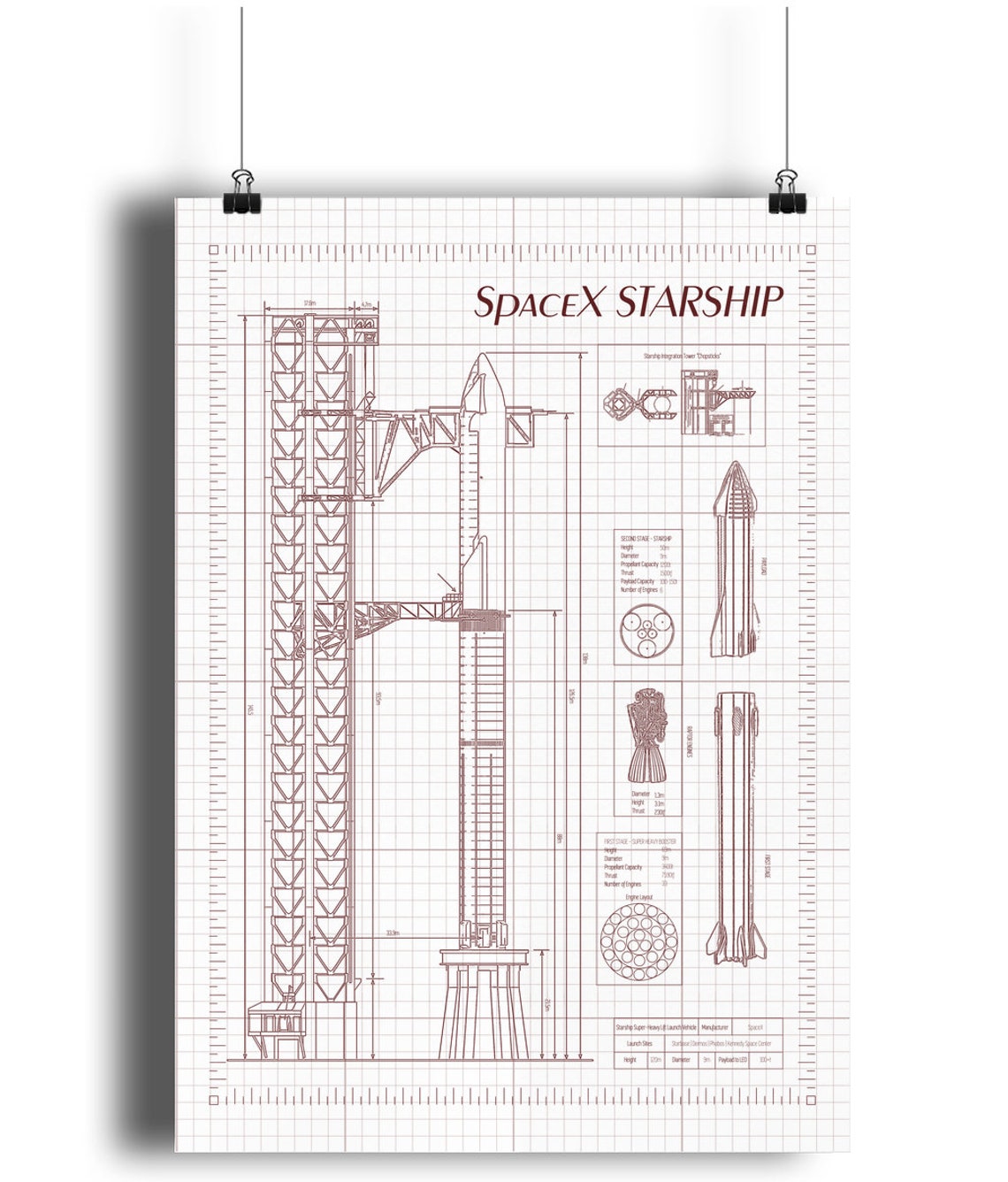Digital Download Spacex Starship Blueprint Wall Art - Etsy Australia