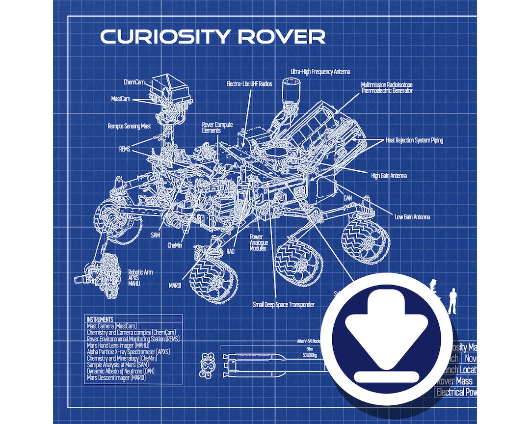 Mars Curiosity Rover Blueprint | Digital File | Instant Download ...