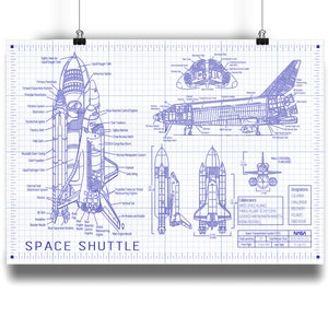 Space Shuttle Blueprint Wall Art Space Gift A2 A3 A4 Unframed - Etsy