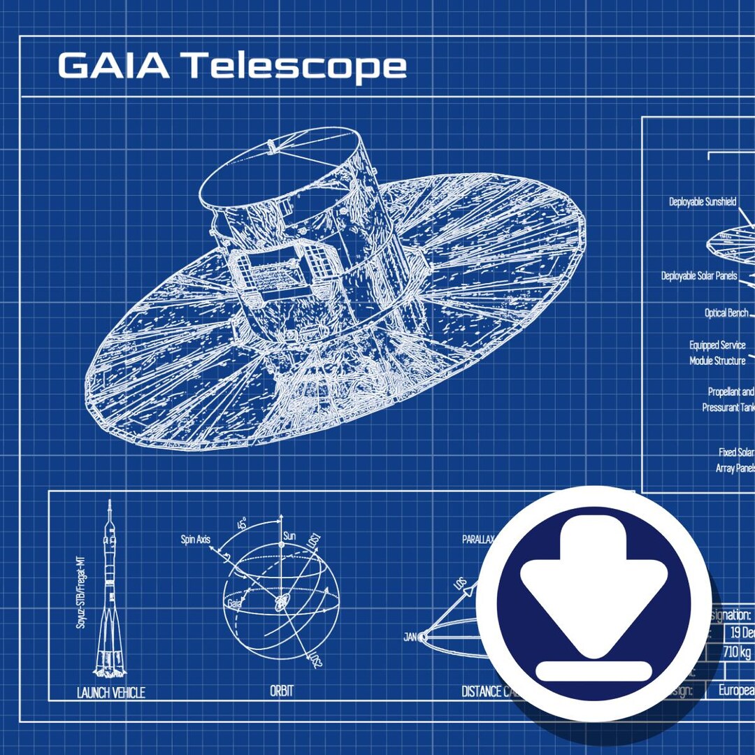 Gaia Telescope Blueprint | Digital File | Instant Download | Print at ...