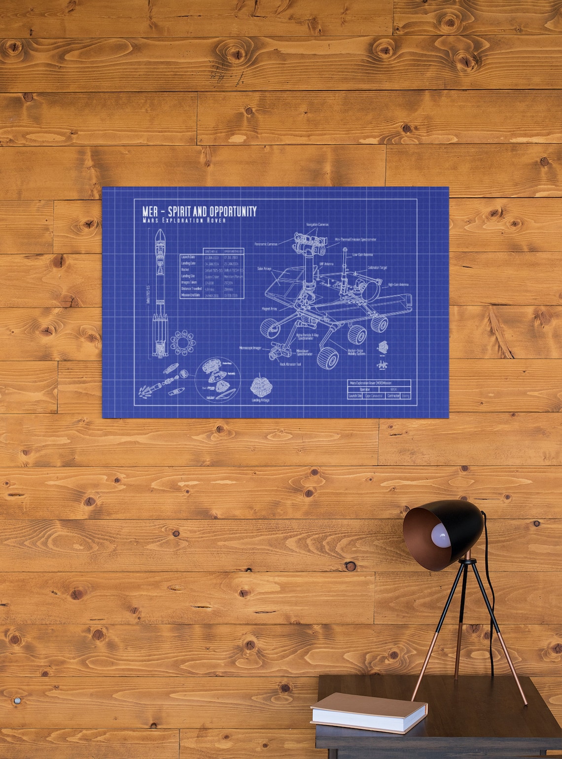 Spirit and Opportunity Mars Rovers Blueprint Space Gift Wall Art A2 A3 ...