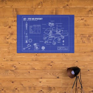 Spirit and Opportunity Mars Rovers Blueprint | Space Gift | Wall Art ...