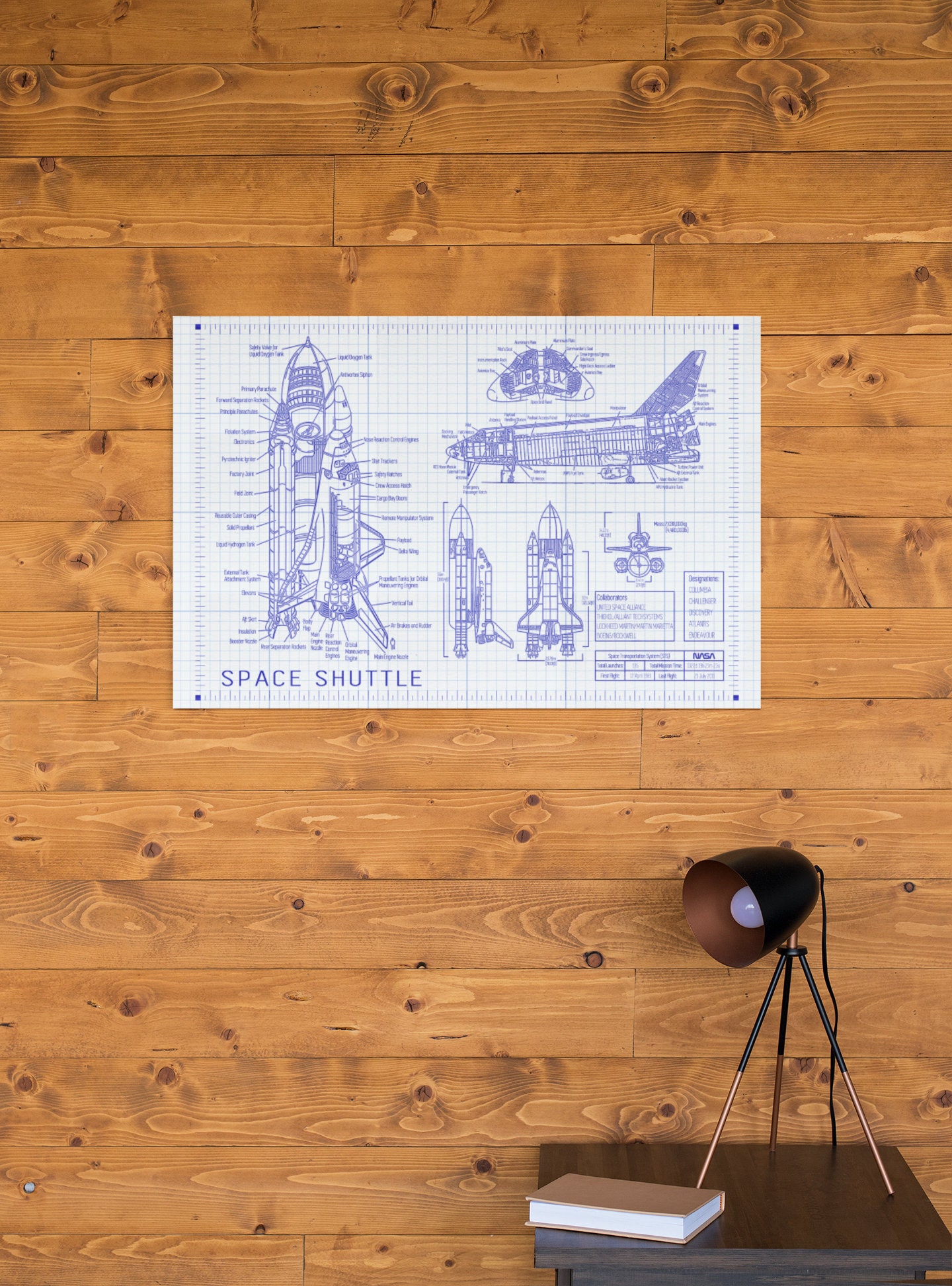 Space Shuttle Blueprint Wall Art Space Gift A3 10x15 A4 8x10 Unframed ...
