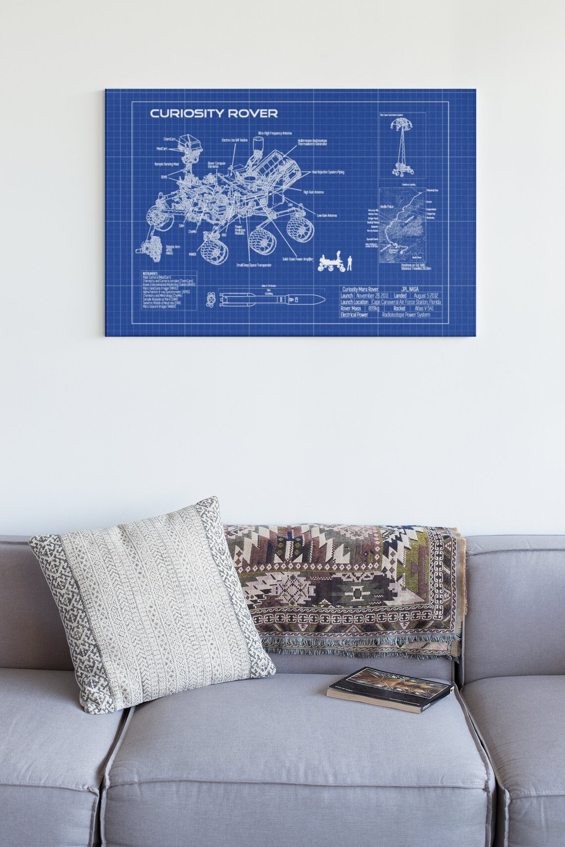 Mars Curiosity Rover Blueprint Space Gift Wall Art A3 10x15 A4 8x10 ...