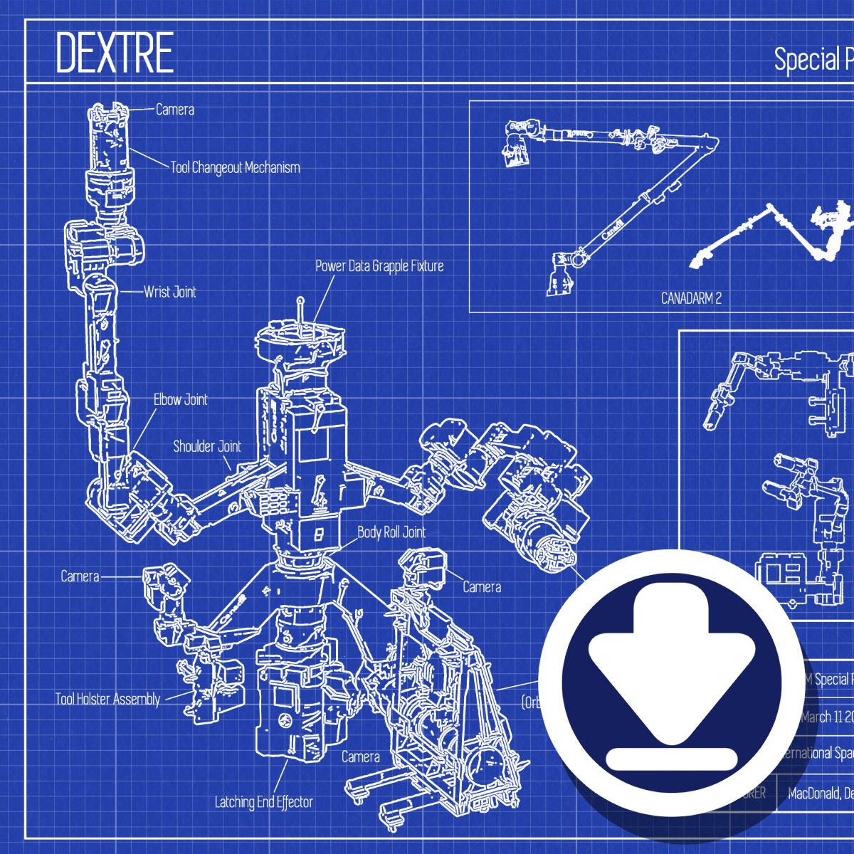 Dextre Blueprint ISS Digital File Instant Download Print at Home Desktop Wallpaper - Etsy