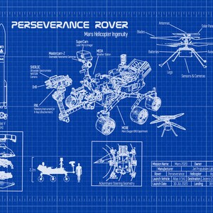 Digital Download Mars Perseverance Rover Blueprint Space Gift Wall Art ...