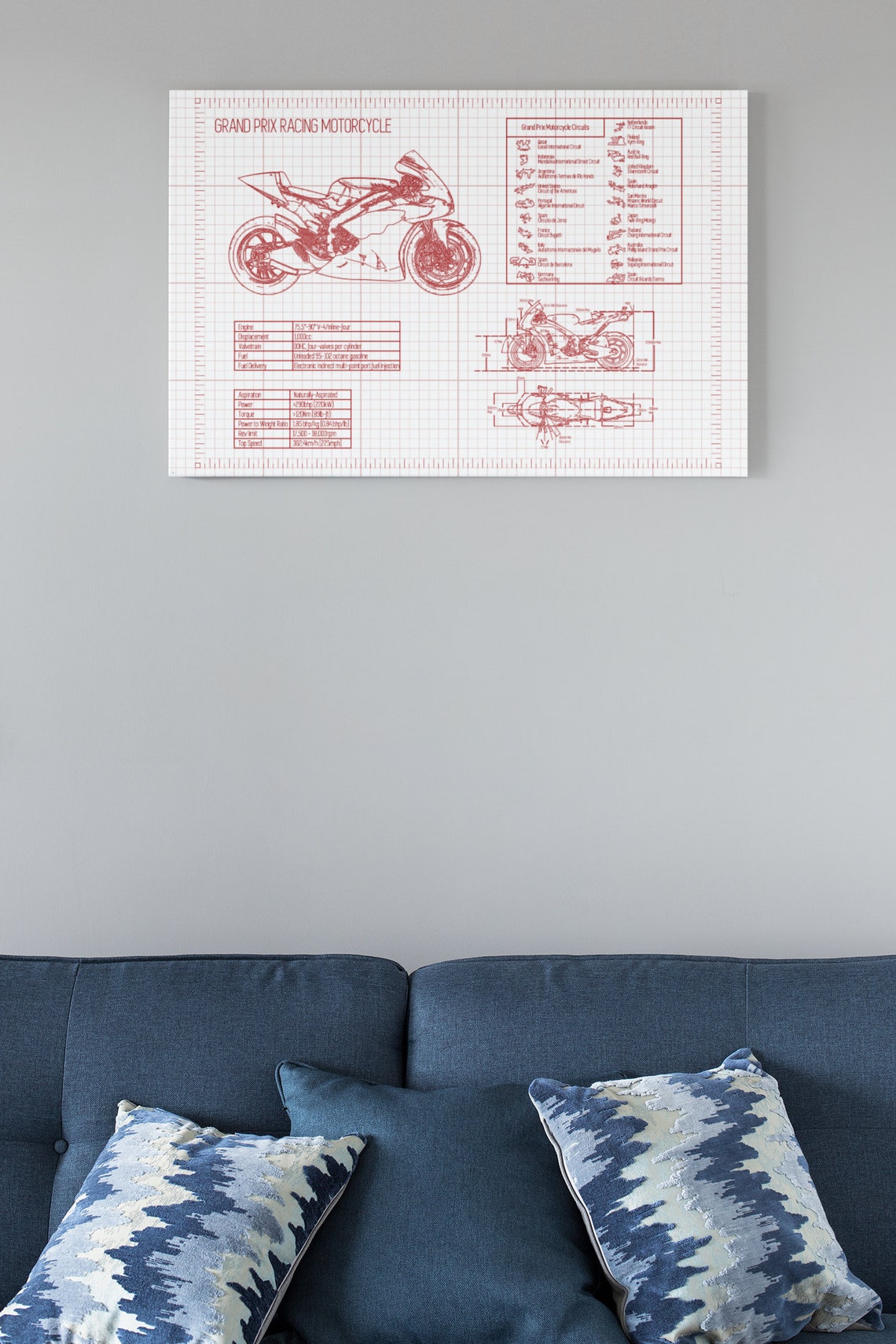 Motogp Blueprint Motorcycle Gift Wall Art A2 A3 A4 Unframed - Etsy