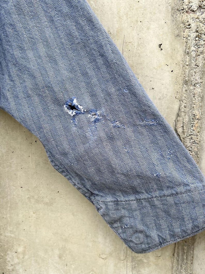 Vintage Blue Herringbone Mechanic Coveralls Jump Flight Suit 38 R ...