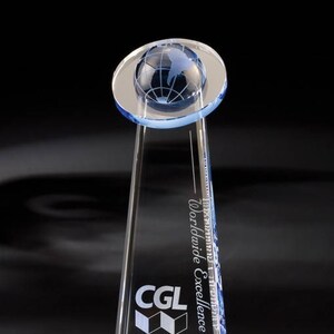 Crystal Orbit World Globe Recognition Award 5"w X 12"h Engraved and ...